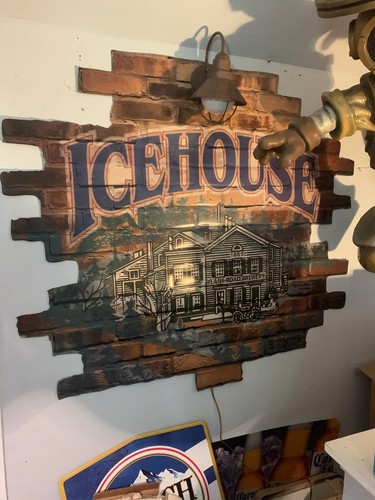Icehouse Beer Metal Sign Plank Road Brewery Brick Wall W Light Very ...