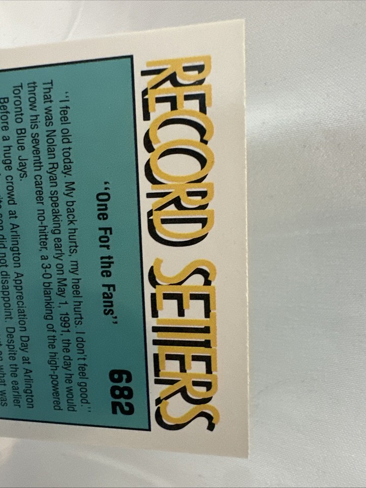 1992 Fleer - Record Setters Nolan Ryan #682 | eBay