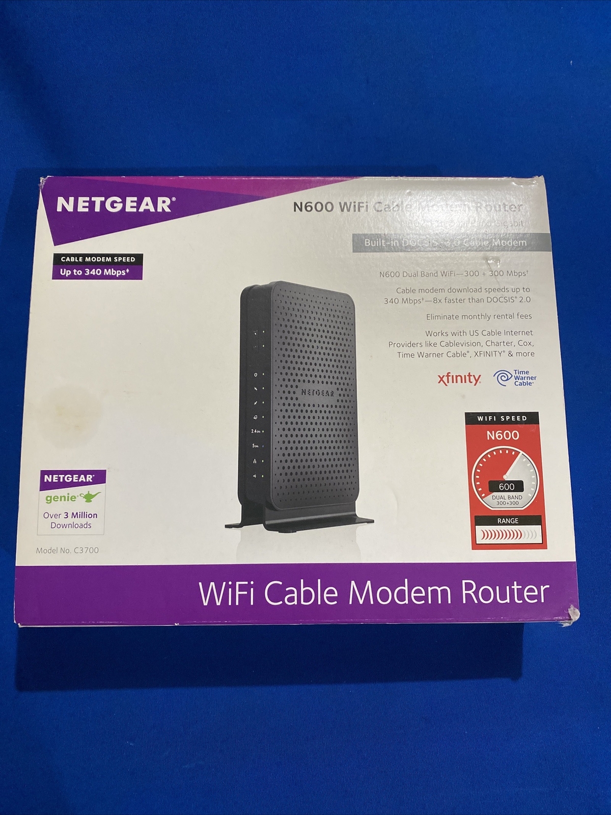 Netgear C3700 N600 WiFi Cable Modem Router XFINITY Spectrum Cox Time ...