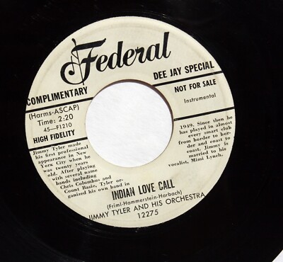 JIMMY TYLER Soul PROMO 45rpm Indian Love Call b/w Pink Clouds HEAR | eBay