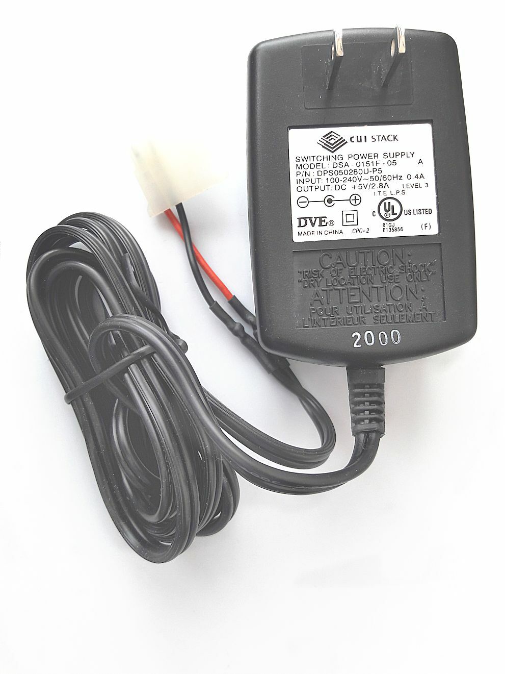 CUI STACK DSA-0151F-05 100-240VAC 5VDC 2.8A Switching Power Supply-Free ...