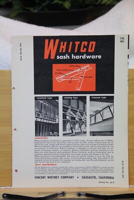 Whitco Vincent Sausalito CA Sash Hardware Window 8p Brochure Circa 1963 ...
