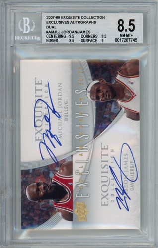 2007 Exquisite Exclusives Dual Michael Jordan & LeBron James AUTO /23 ...
