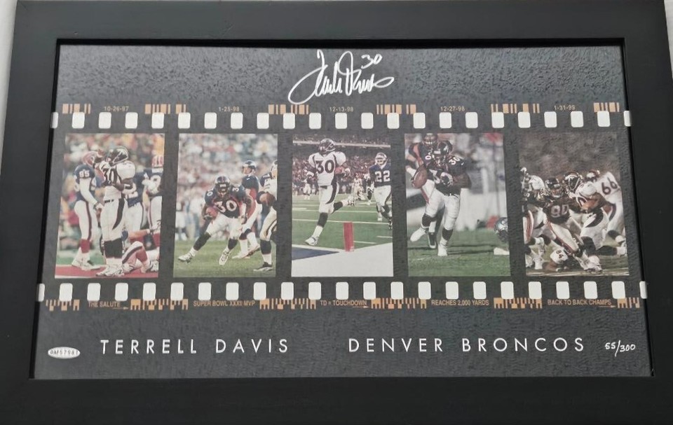 UDA Terrell Davis Signed 16x10 Framed photo Denver Broncos Upperdeck | eBay