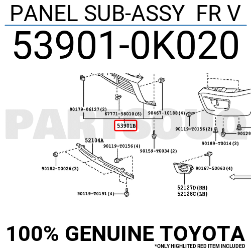 539010K020 Genuine Toyota PANEL SUB-ASSY FR V 53901-0K020 | eBay