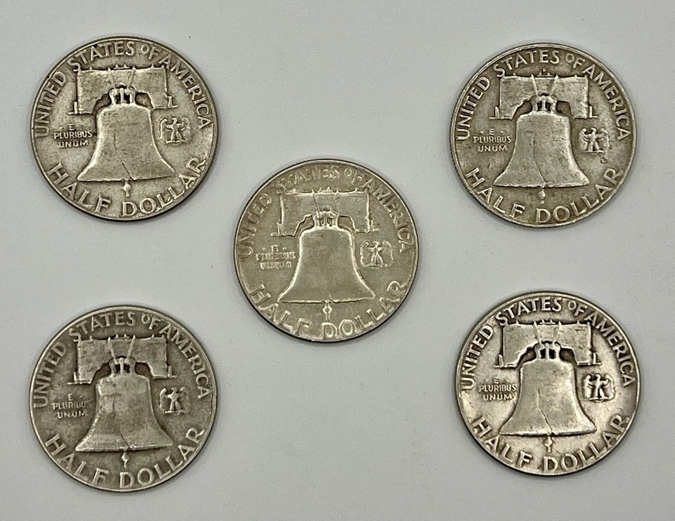 Franklin Silver Half Dollars - Lot of 5 These Are High Quality Coins ...