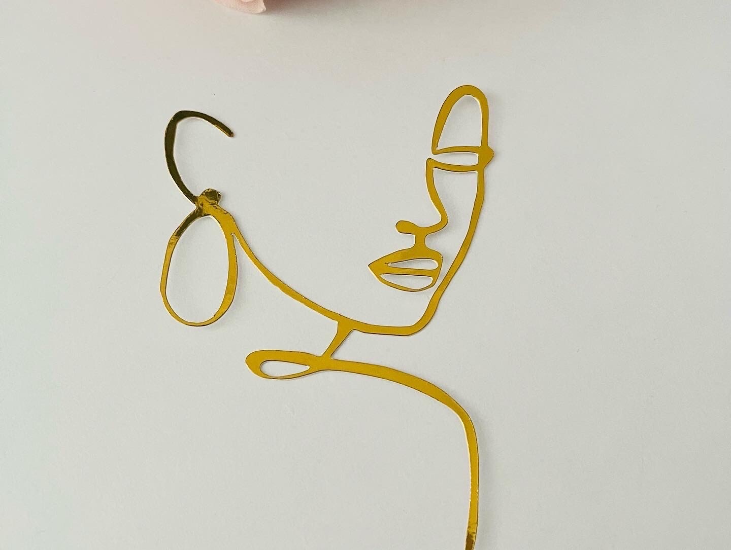 Line Art Lady Mirror Cardstock Cake Charm, Line Are Face Silhouette Cake Decor | eBay UK