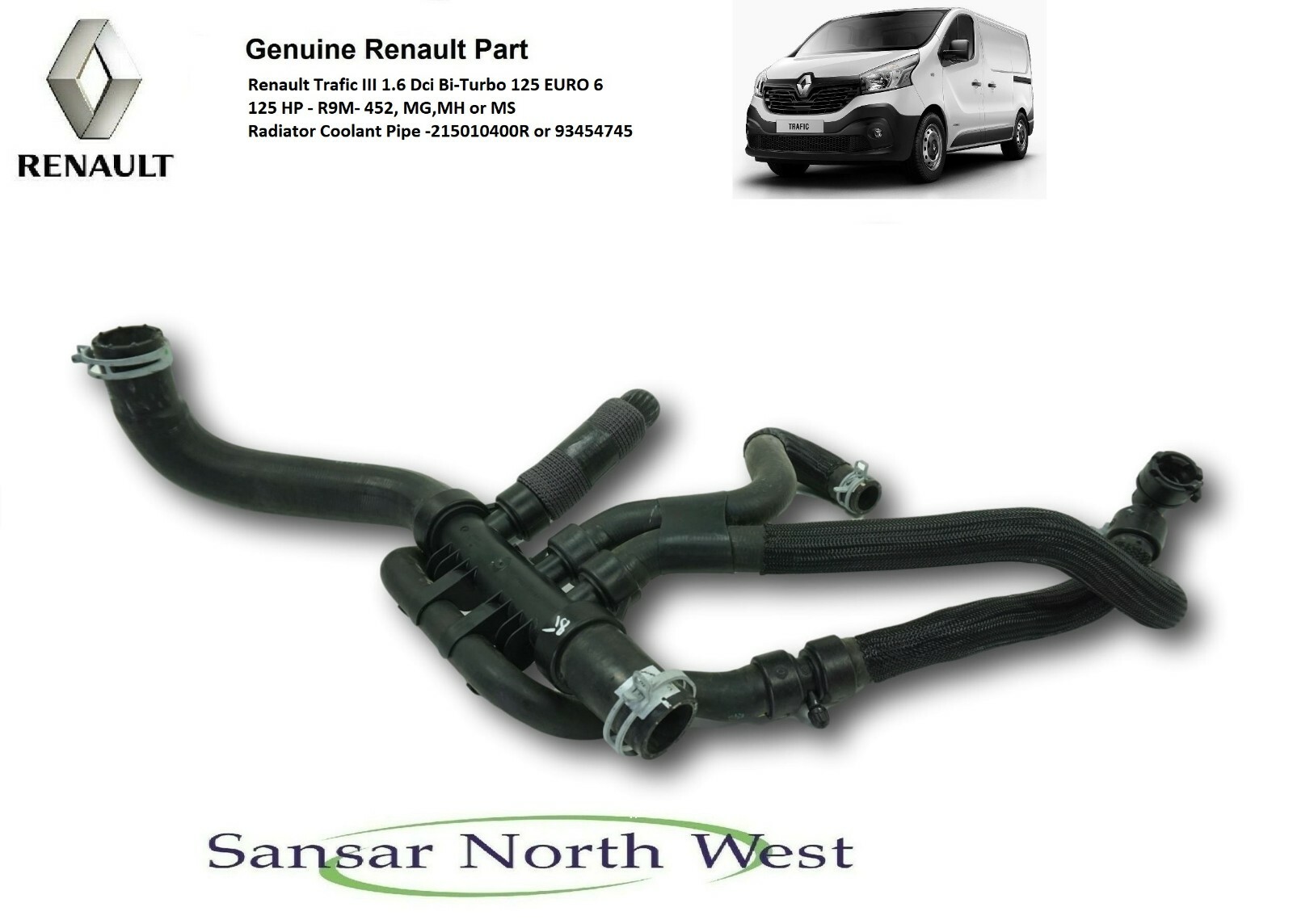 Genuine Renaut Trafic 1.6 Bi-Turbo Euro 6 Coolant Pipe Radiator Water ...