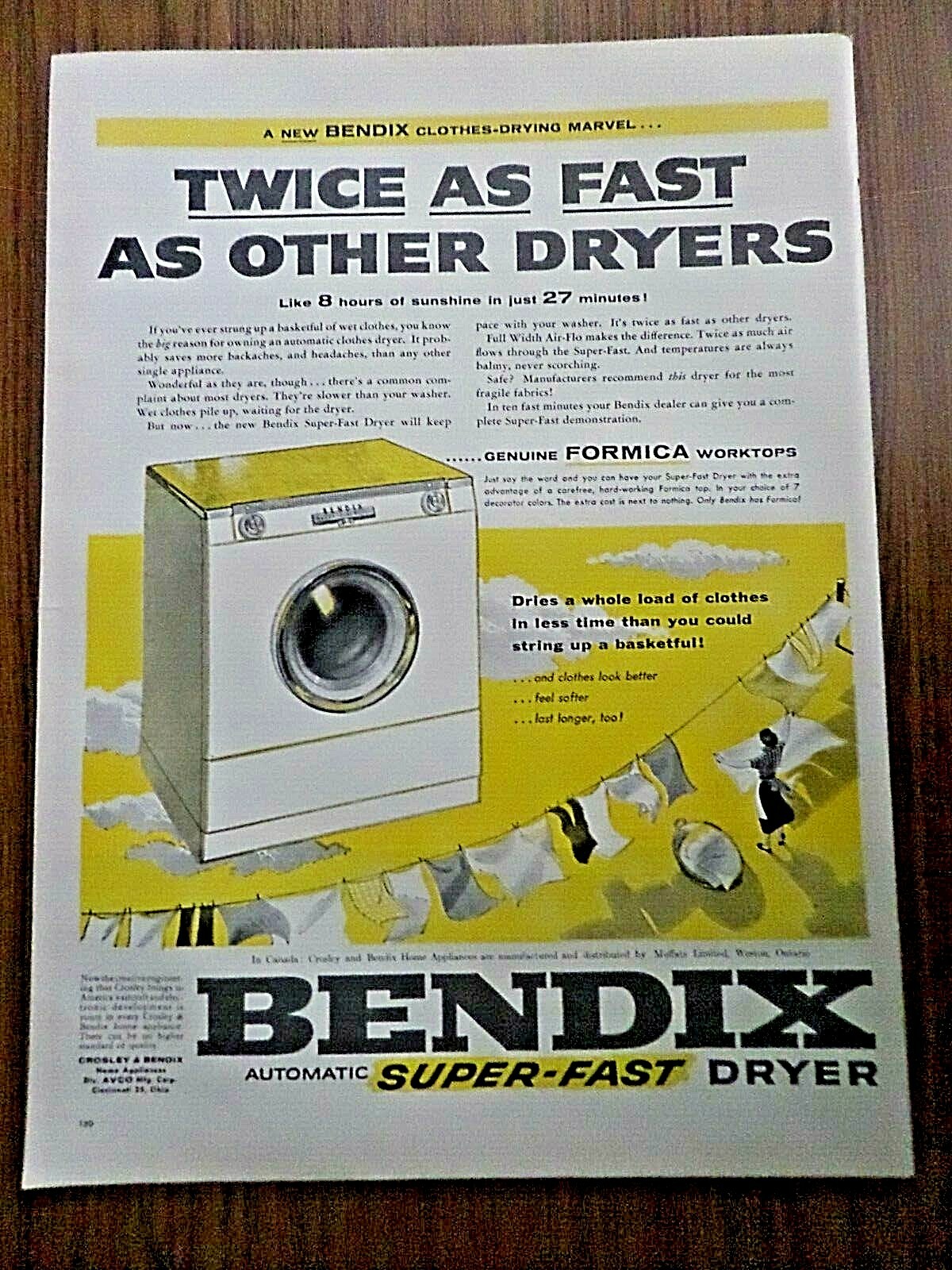1955 Bendix Automatic Dryers with Formica Worktops Ad | eBay