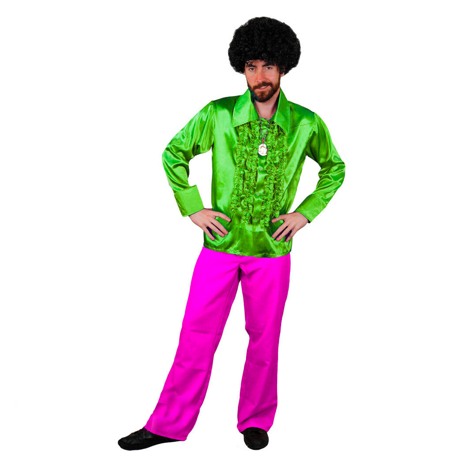 MENS 1970'S DISCO RUFFLE SHIRTS FLARES ADULTS FANCY DRESS COSTUME 70S ...