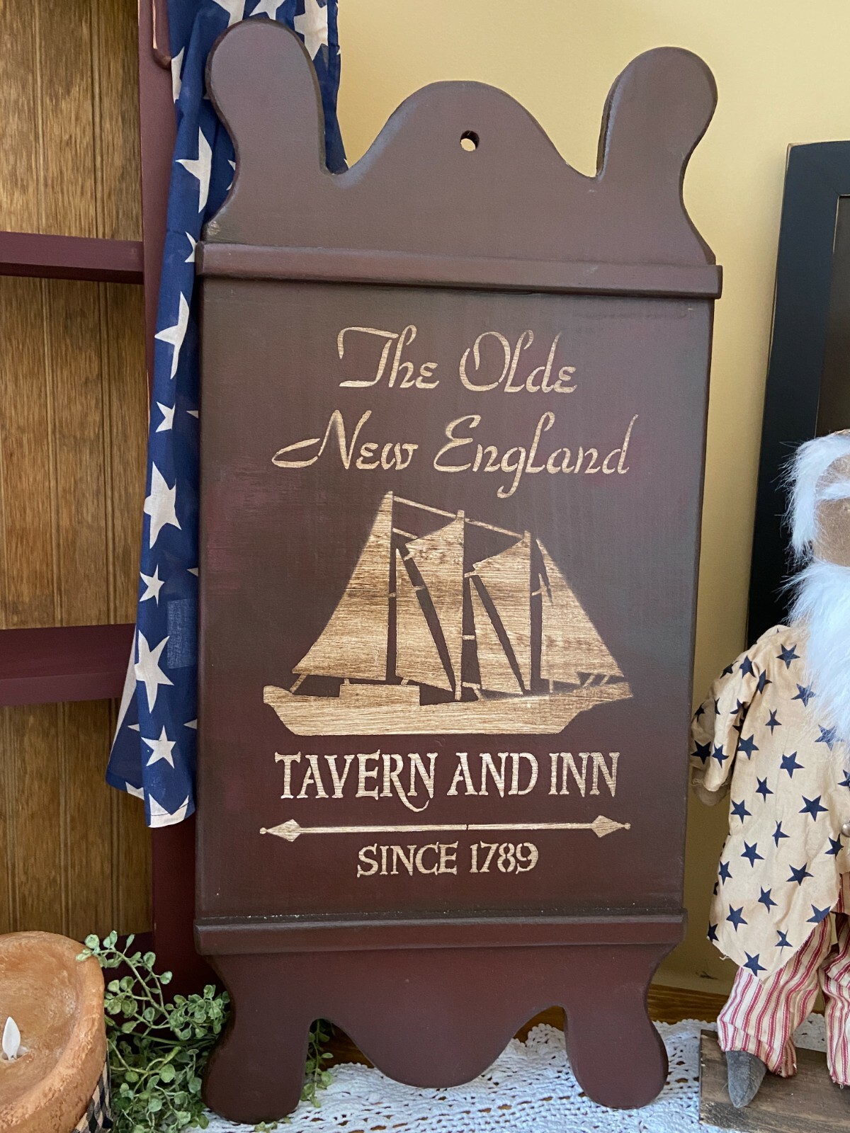 NEW!! Handcrafted Primitive Rustic Vintage OLD NEW ENGLAND SHIP INN ...