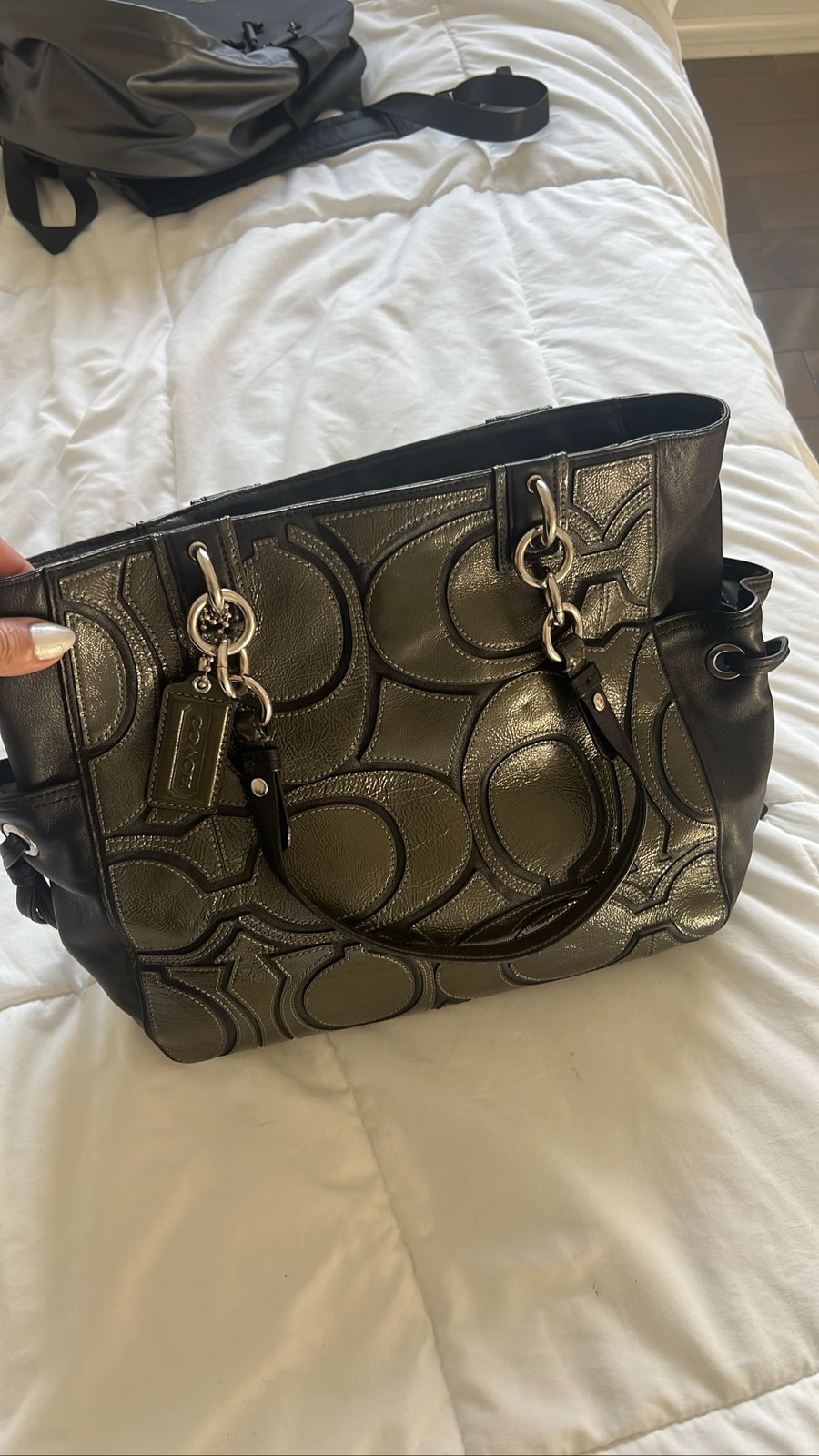 Coach Colette Black Patent Leather Signature C Should… - Gem