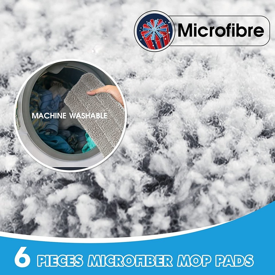 Self Wringing Flat Mop, Hands-Free Washing Mop with 6 Reusable ...