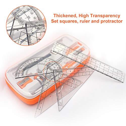 Maths Geometry Kit Protractor and Compass Set Orange | eBay