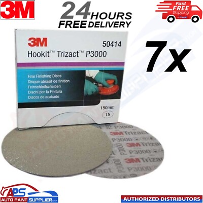 7X 3M Trizact P3000 150mm 6" Hookit Fine Finishing Sanding Discs 50414 ...