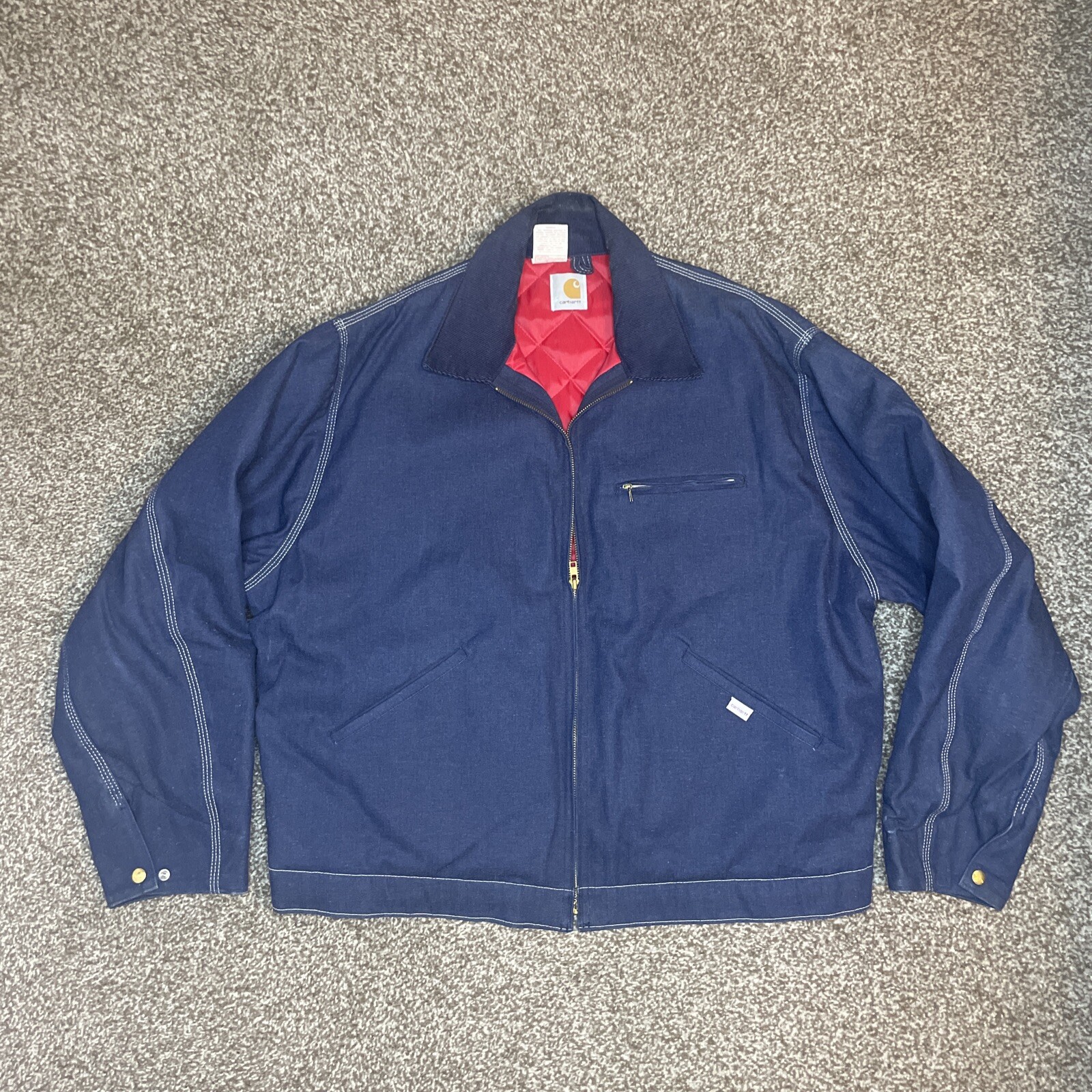 Vintage Carhartt Denim Detroit Jacket Mens 50 Quilted… - Gem