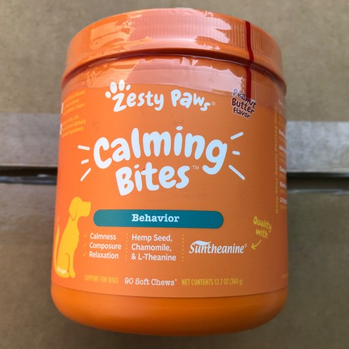 Zesty Paws Calming Bites Dogs Behavior 90 Soft Chews Pet Treats Peanut ...