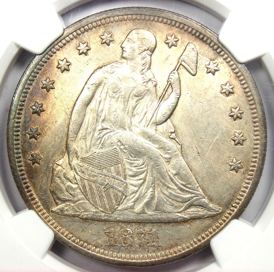 1871 Seated Liberty Silver Dollar $1 - NGC Uncirculated Detail (UNC MS ...