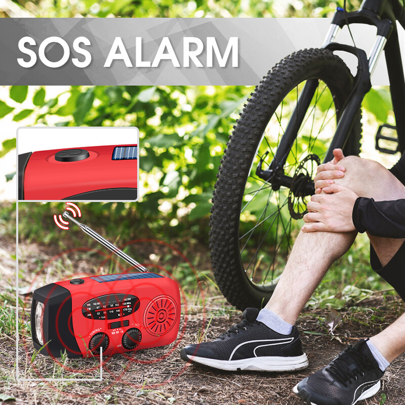 Emergency Radio Crank Solar Hand Weather 2000mAh Power Bank Charger ...