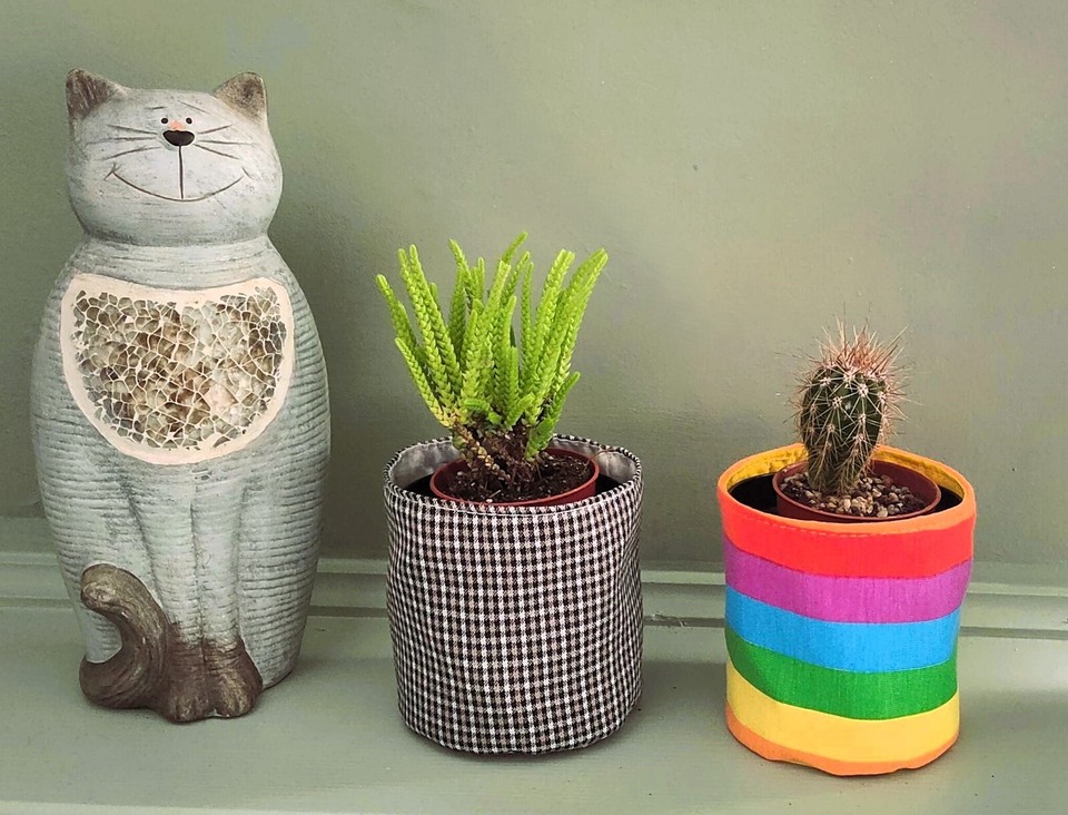 Handmade House plant Pots Small Plant Cover Fabric Personalized Planter ...