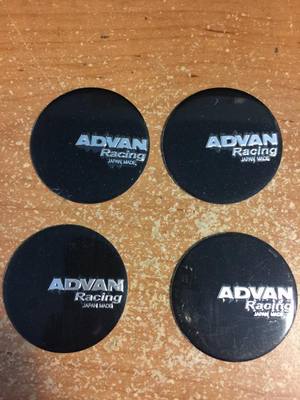 4 PCS BRAND NEW black ADVAN racing Sticker wheel center cap emblem logo ...