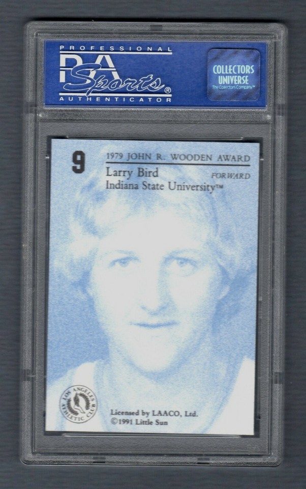 Larry Bird 1991 Little Sun Indiana State Wooden Awards Card #9 PSA 9 ...