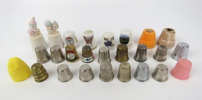 Lot of 26 Vintage Collectible Thimbles Porcelain Metal Plastic State 1 ...