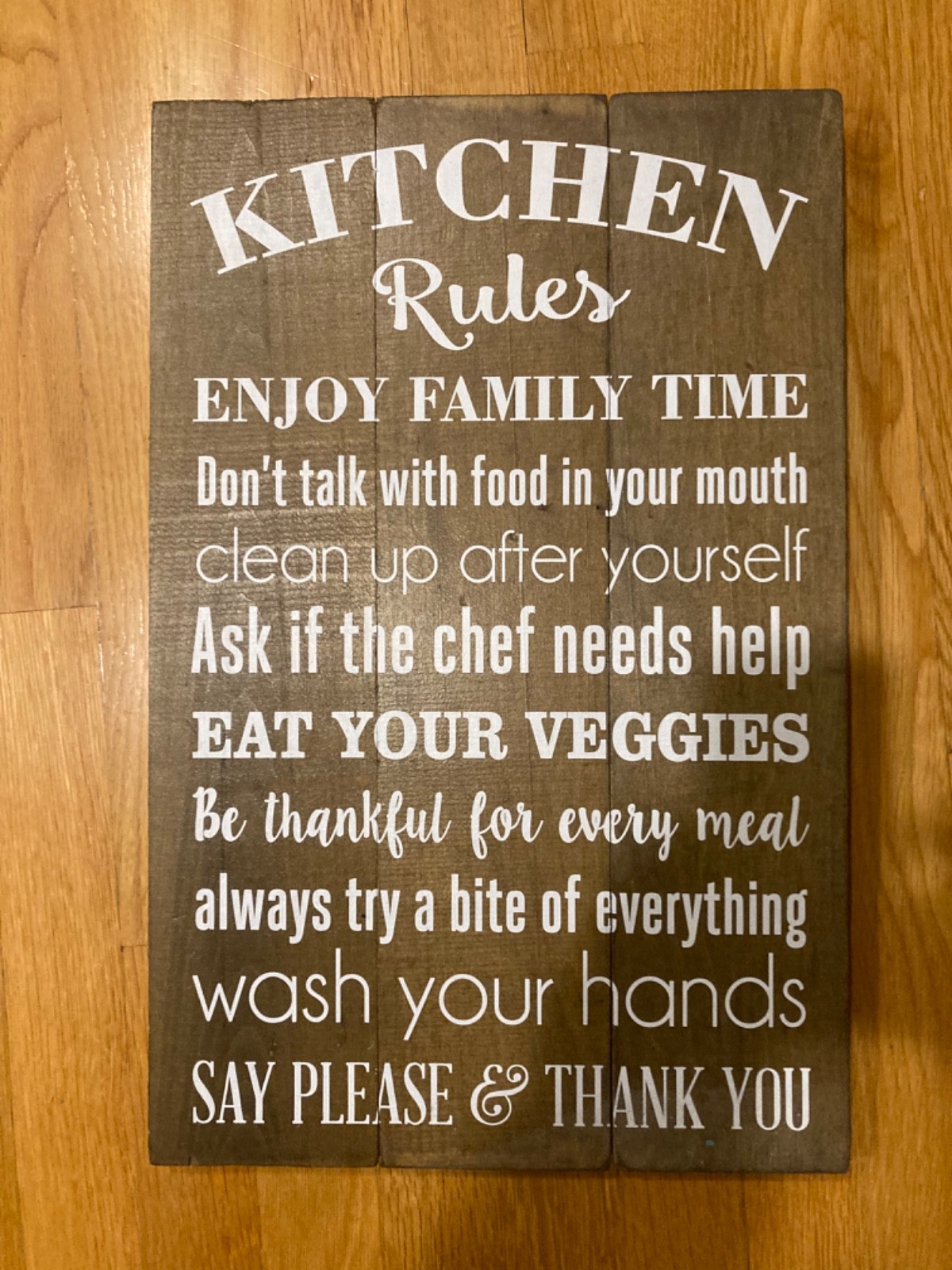 RUSTIC WOOD KITCHEN RULES WALL SIGN 20 X 12.5" | eBay UK