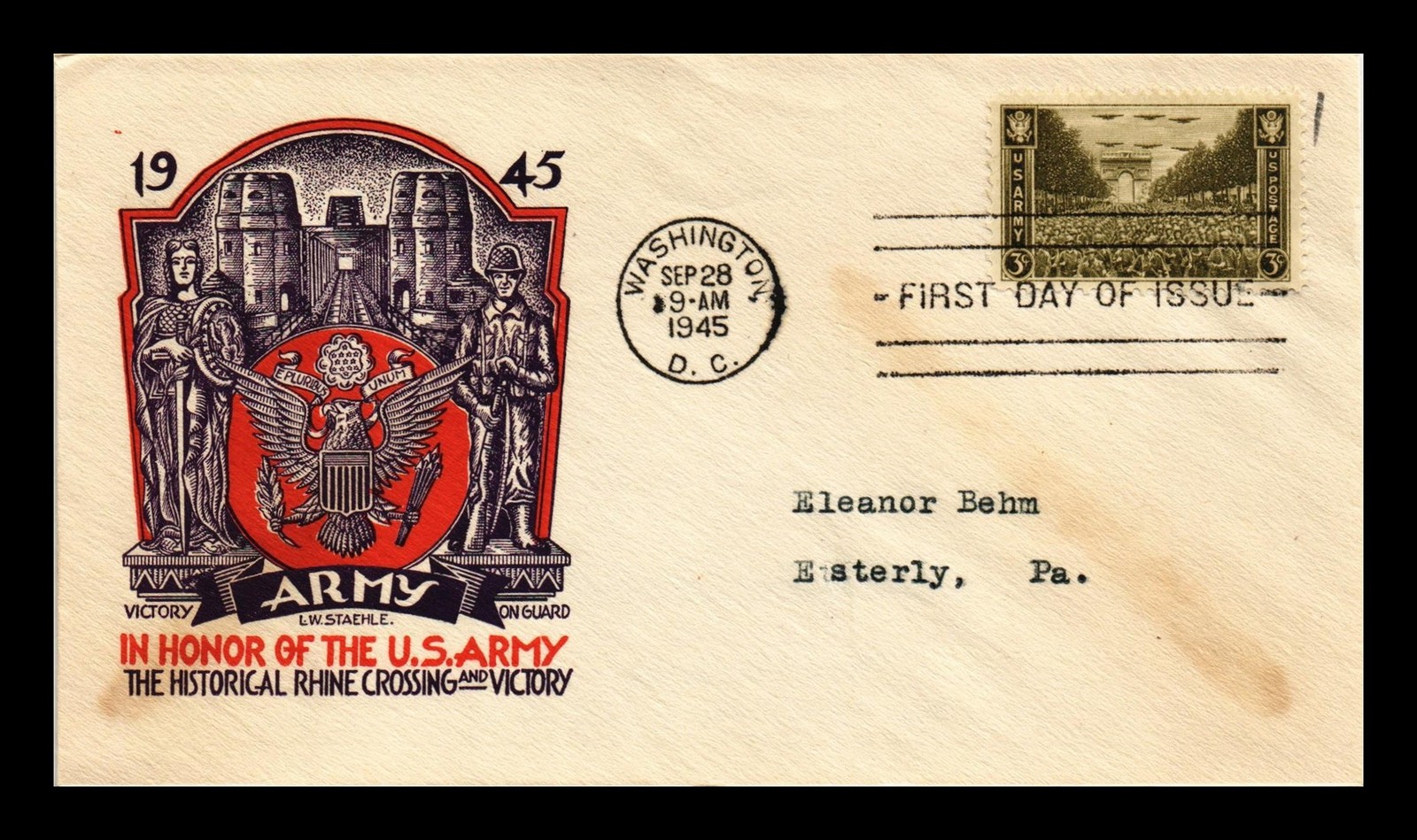 US COVER WORLD WAR II ARMY FDC SCOTT 934 STAEHLE CACHET | eBay