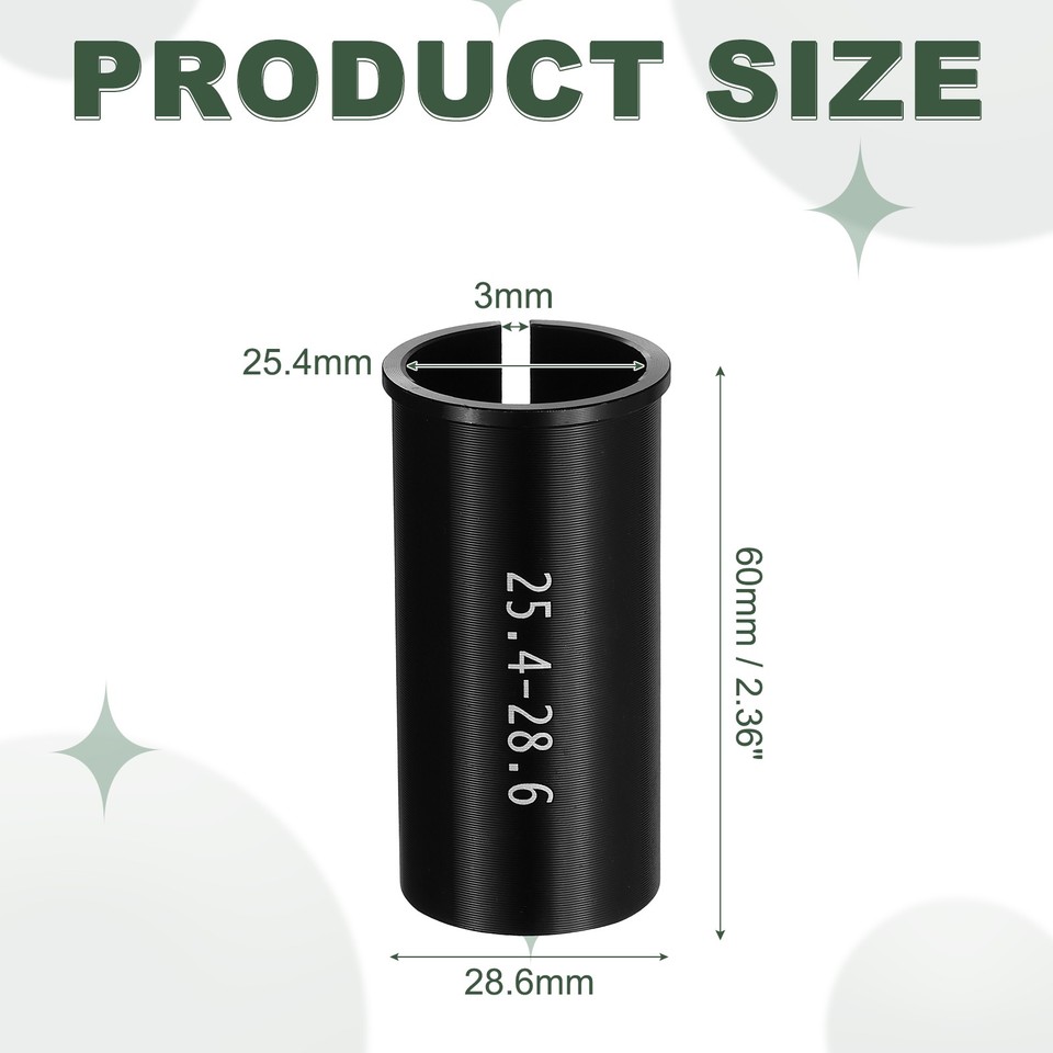Bicycle Seat Post Adapter Shim, 25.4 to 28.6 mm & Alloy & Black for ...