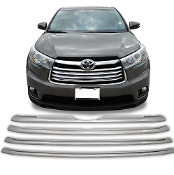 GI-153 CHROME GRILLE OVERLAY GRILL 2014-2016 TOYOTA HIGHLANDER 4 PIECE ...