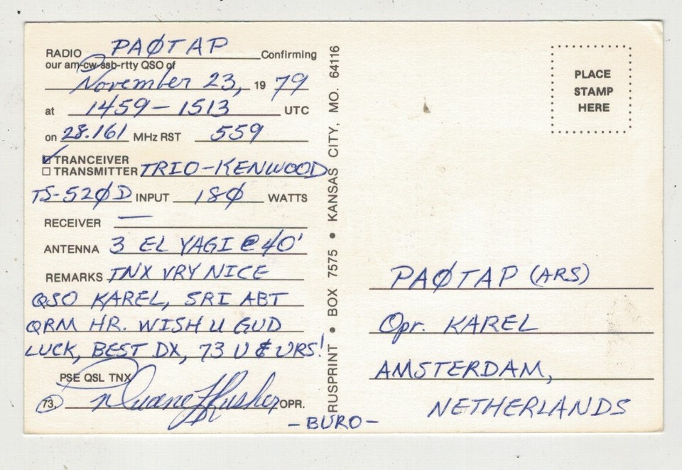 Vtg Ham Radio CB Amateur QSL QSO Card N3AUY Silver Spring USA | eBay