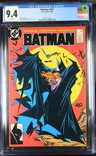 CGC 9.4 Batman #423 KEY! Iconic Todd McFarlane Cover DC Copper Age NO ...