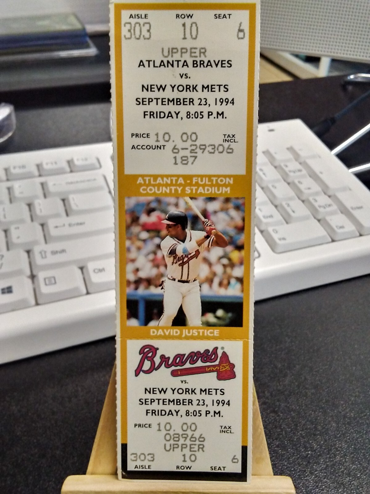NY Mets vs. Atlanta Braves September 23, 1994 Baseball Game Ticket Stub ...