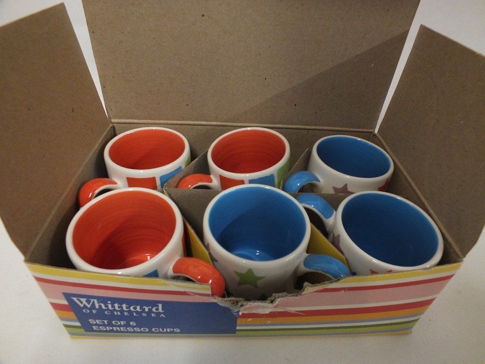 Whittards Of Chelsea Coffee Espresso Cups Mosaic & Stars x 6 Hand ...