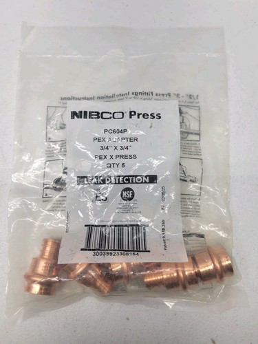 Pack Of 5, PC604P Nibco Press Pex Adapter 3/4" x 3/4" Press Copper ...