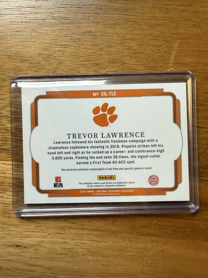 2025 National Treasures Collegiate Trevor Lawrence Clemson Patch /39 ...