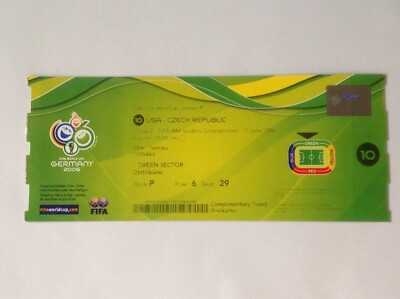 FIFA World Cup 2006 Germany UNUSED Ticket USA / CZECH REPUBLIC THOMAS ...