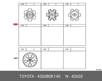 Genuine OE wheel cover, 4260B0K140 for TOYOTA 4260B-0K140 | eBay