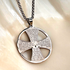 Lords Prayer Cross Pendant Necklace Templar Spanish Script Steel 22 ...