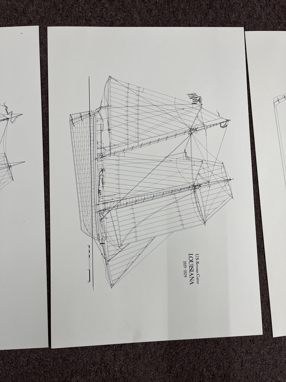 set of 4 drawings U.S Revenue Cutter Prints by John Tilley Early ...