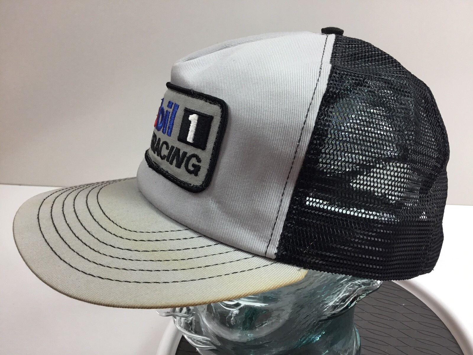 Vintage Mobil 1 Racing Snapback Trucker Mesh Hat Embroidered Logo Patch ...