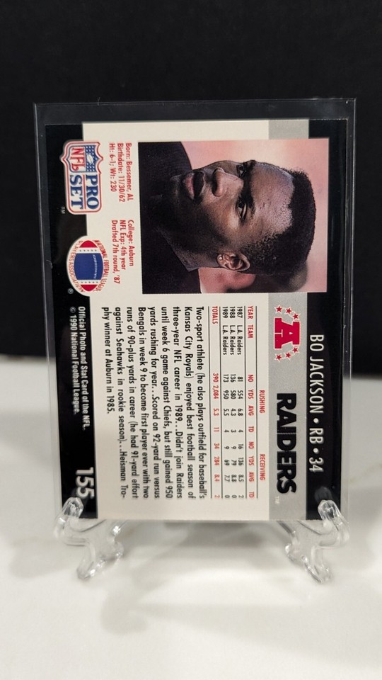 1990 Pro Set #155 Bo Jackson LA Raiders, ICONIC CARD! GREAT CONDITION 💥 ...