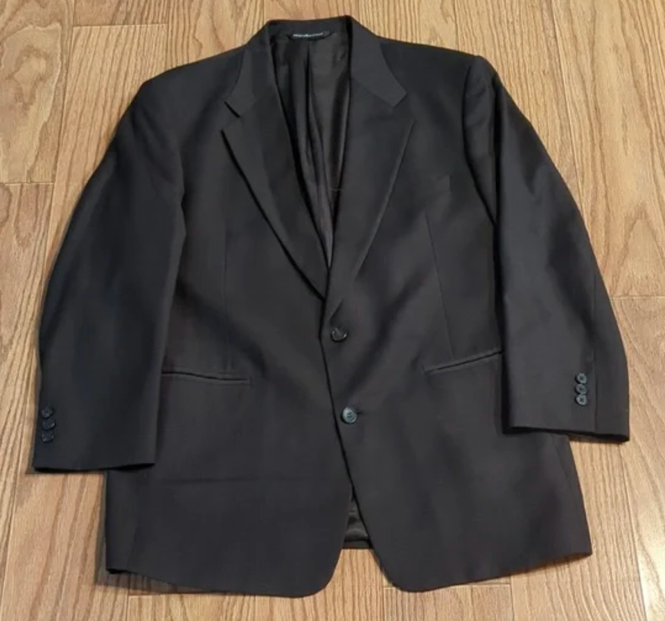 Coppley Two-Piece Wool Suit Gray w Light Blue Windowpane, Pants: 36x28 ...