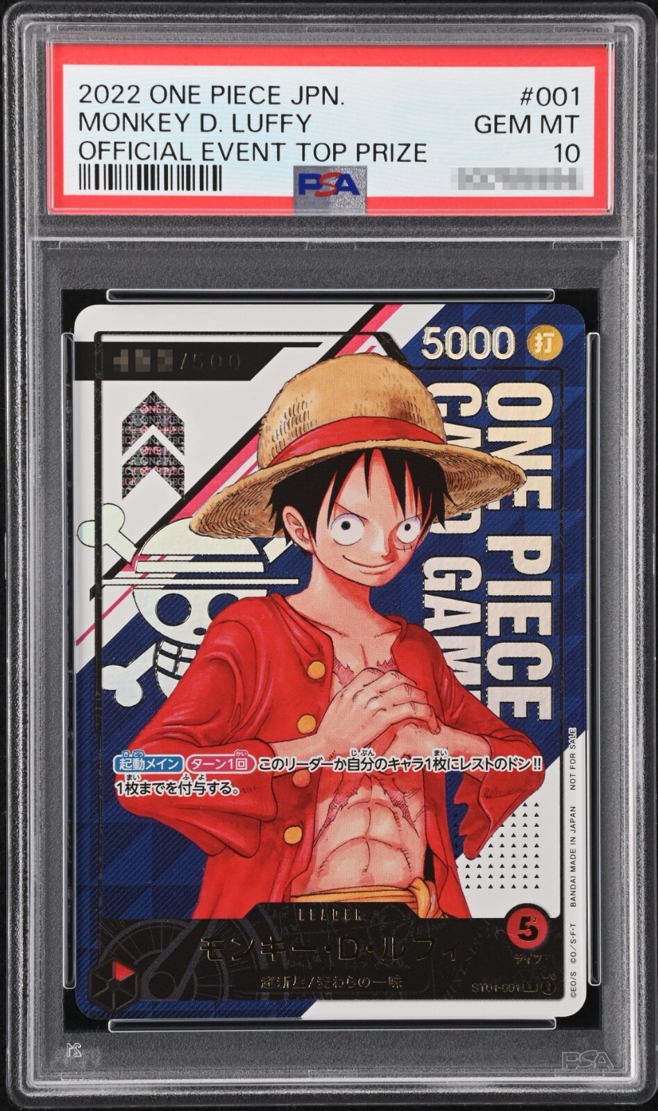 PSA 10 MONKEY D LUFFY ST01-001 L SERIAL NUMBER ONE PIECE CARD GAME | eBay