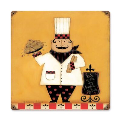 PASTA OF THE DAY CHEF SPAGHETTI 18" HEAVY DUTY USA MADE METAL HOME ...
