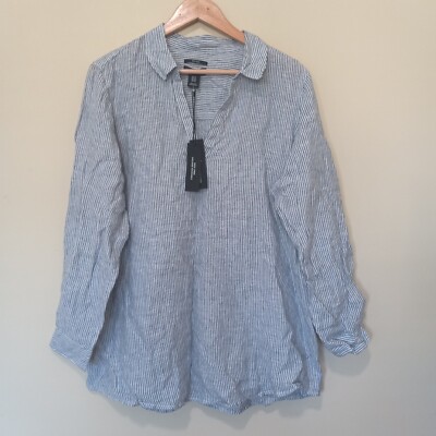 New! JNY Jones New York Women's Blue White Striped Plus Size Top 1X | eBay