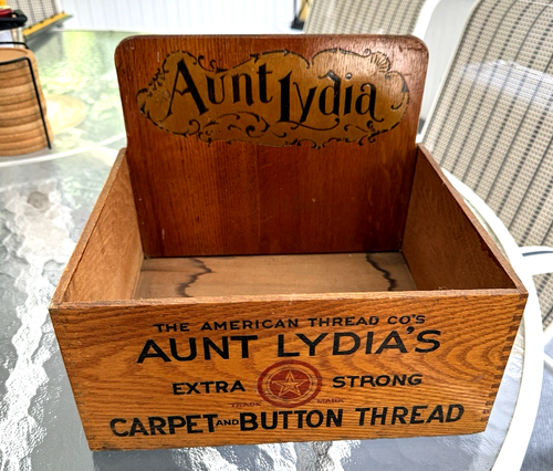 Antique Oak Aunt Lydia's American Star Thread Spool Box Cabinet Display ...