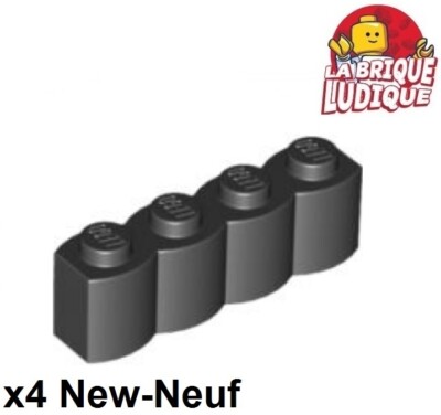 Lego 4x Mattoncini Brick Modified 1x4 Log Palizzata Ondulato Nera/Nera ...