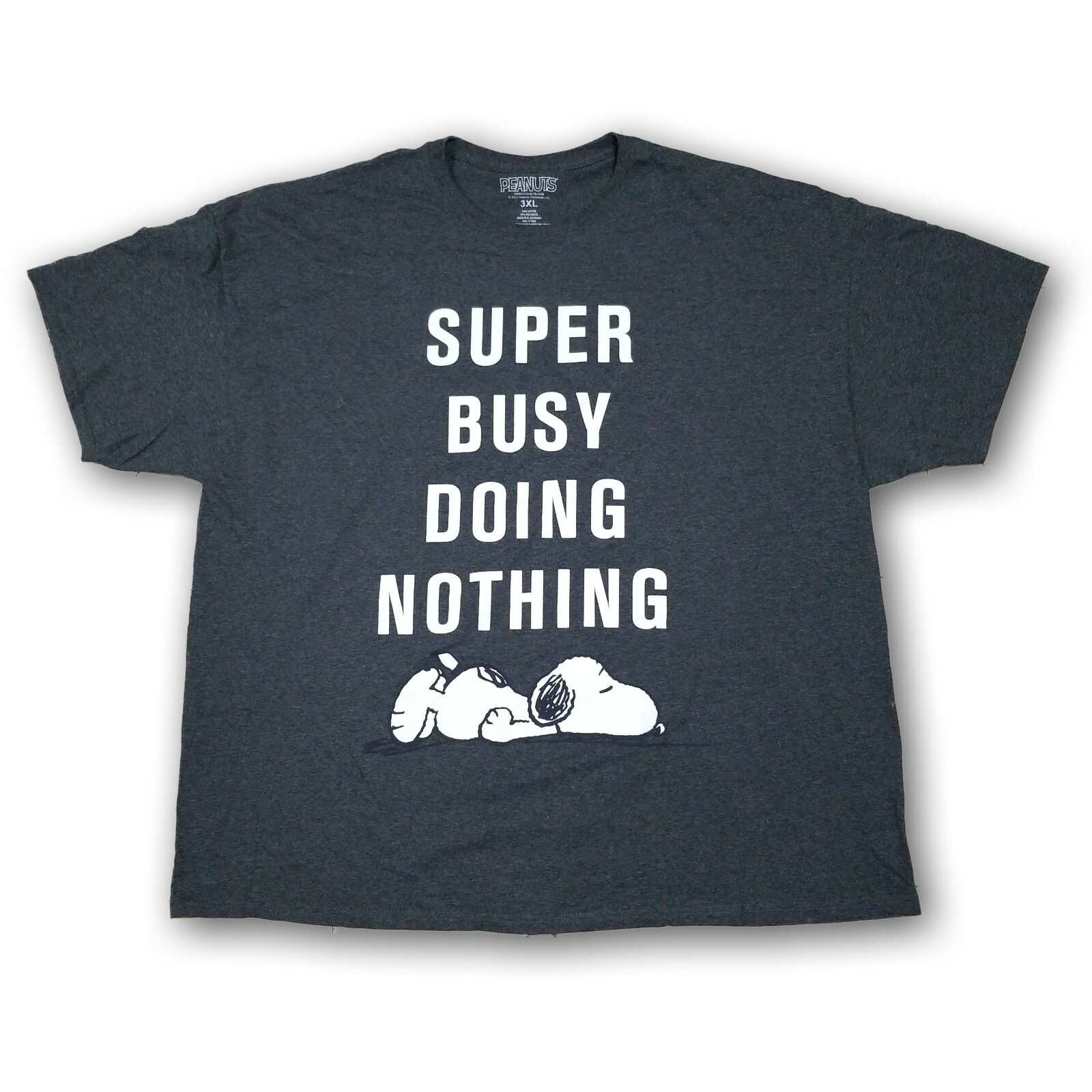 Peanuts Snoopy "Super Busy Doing Nothing" Dark Gray Short Sleeve Tshirt ...